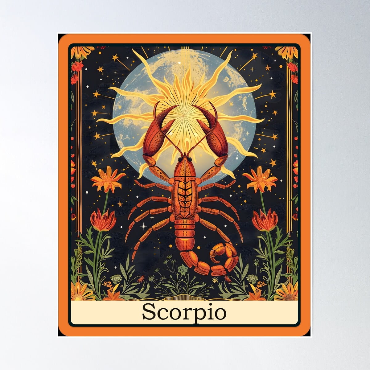 Scorpio Tarot Card Boho Celestial Zodiac Poster Wall Art, Modern Wall ...