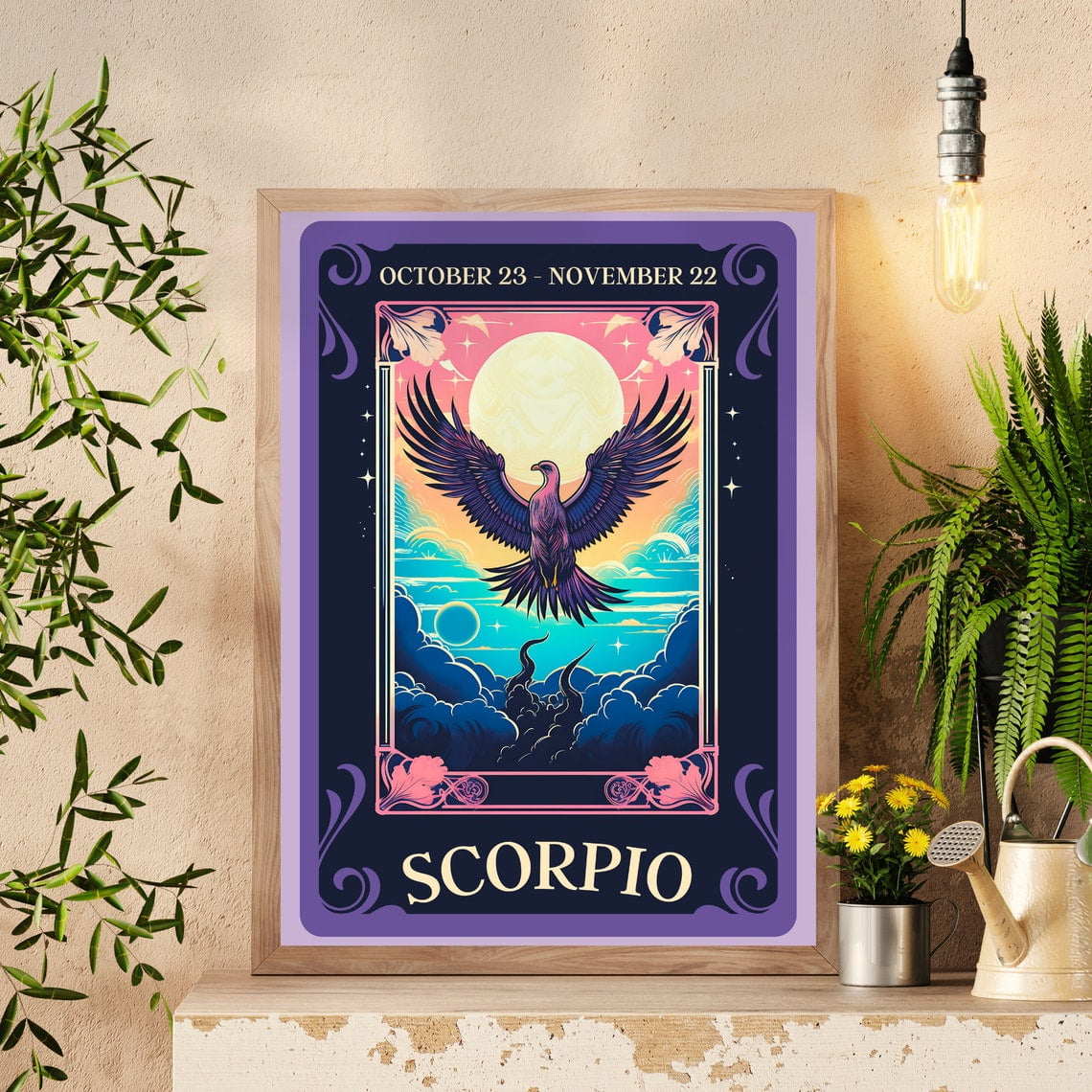 Scorpio Tarot Print, "The Phoenix', Scorpio Tarot Card Poster - Wall ...