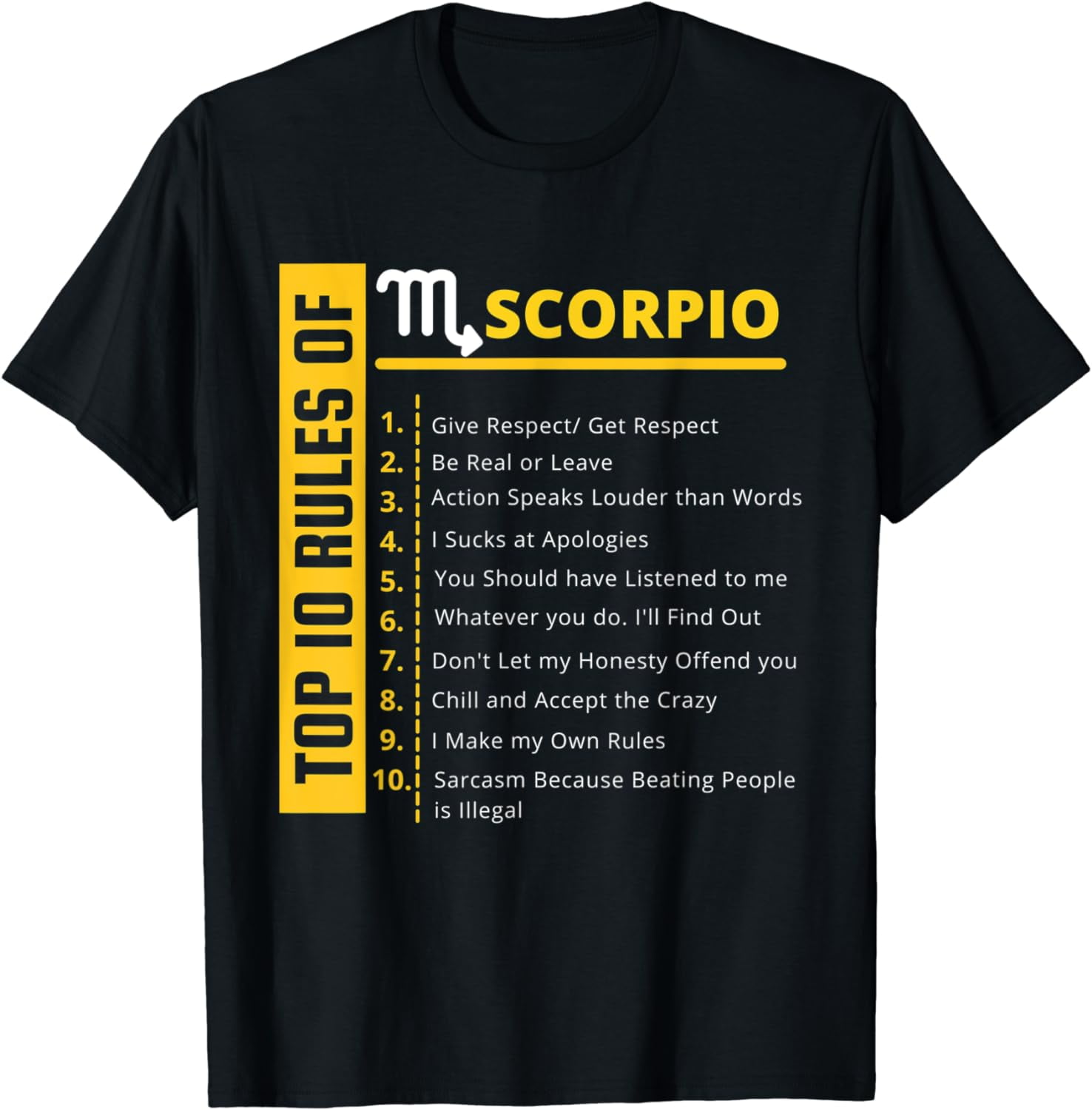 Scorpio Top 10 Rules Horoscope Star Zodiac Sign Astrologer T-Shirt ...