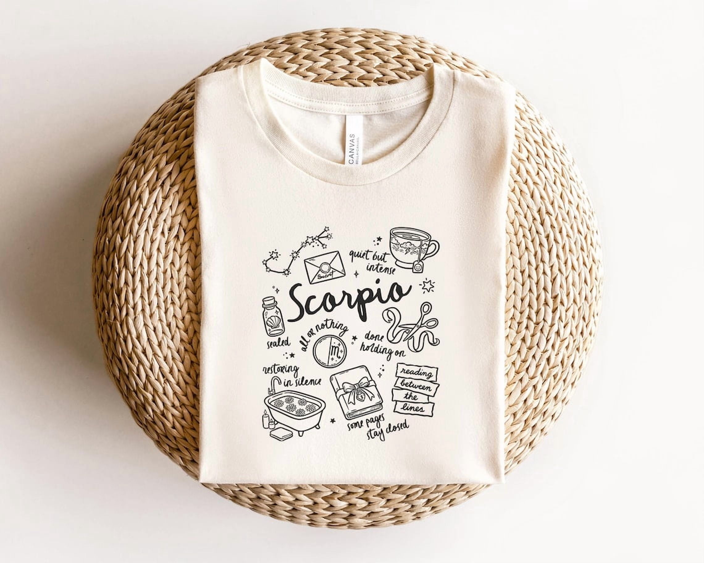 Scorpio Zodiac Doodle Shirt, Hand Drawn Astrology Tee, Minimal Scorpio ...
