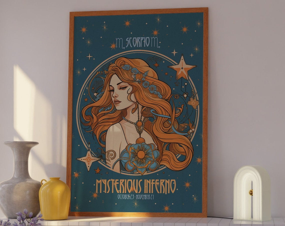 Scorpio Zodiac Poster, Astrology Wall Art Print, Birthday Gift For ...