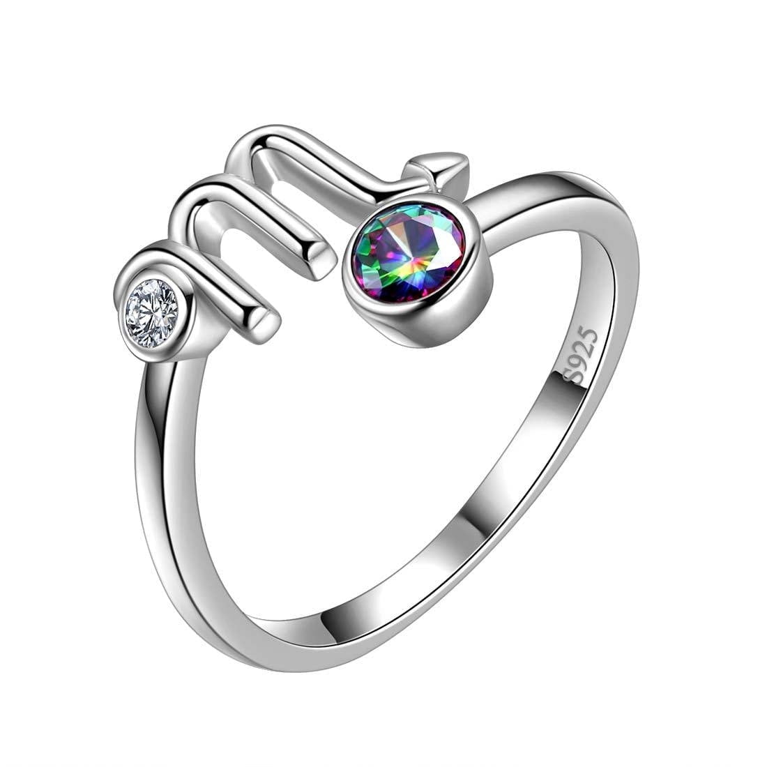 Zodiac Sign Scorpio Ring 925 Sterling Silver Mystic Topaz Open Band ...