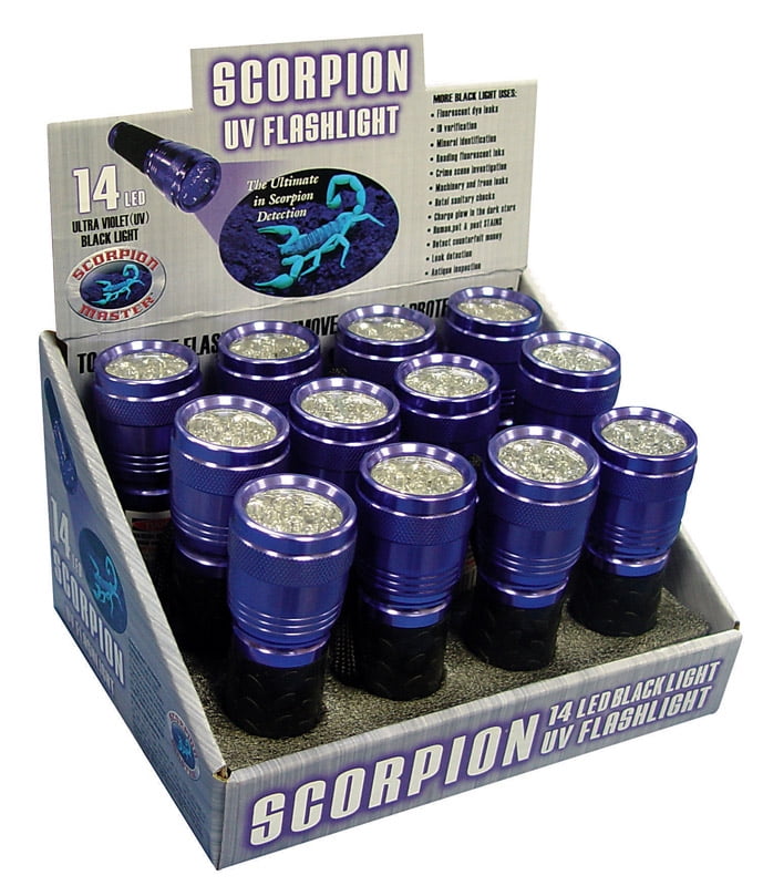 Scorpion 14 LED Black/Purple LED UV Flashlight AAA Battery - Walmart.com