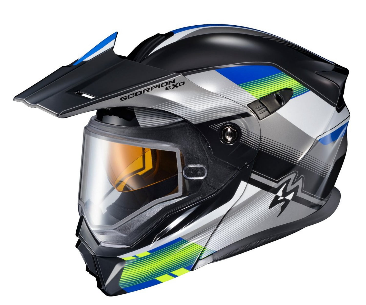 Scorpion EXO-AT950 Zec Snow Helmet w/Dual Pane Shield Blue/Hi-Viz SM ...