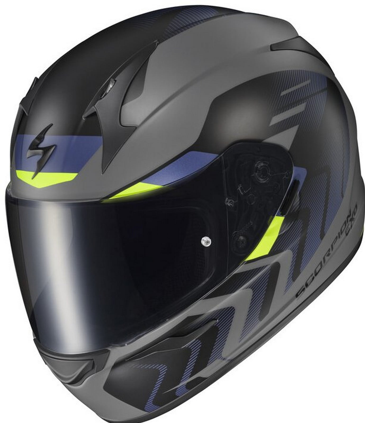 Scorpion EXO-R320 Alchemy Motorcycle Helmet Cement/Blue/Hi-Viz SM ...