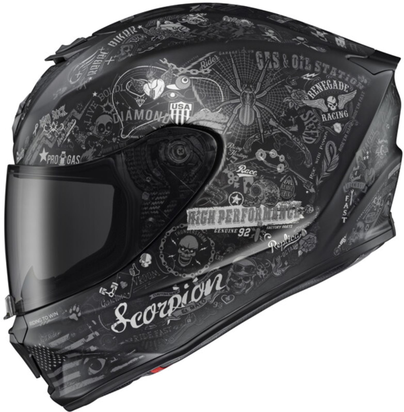 Scorpion EXO-R420 Shake II Motorcycle Helmet Black/White LG - Walmart.com