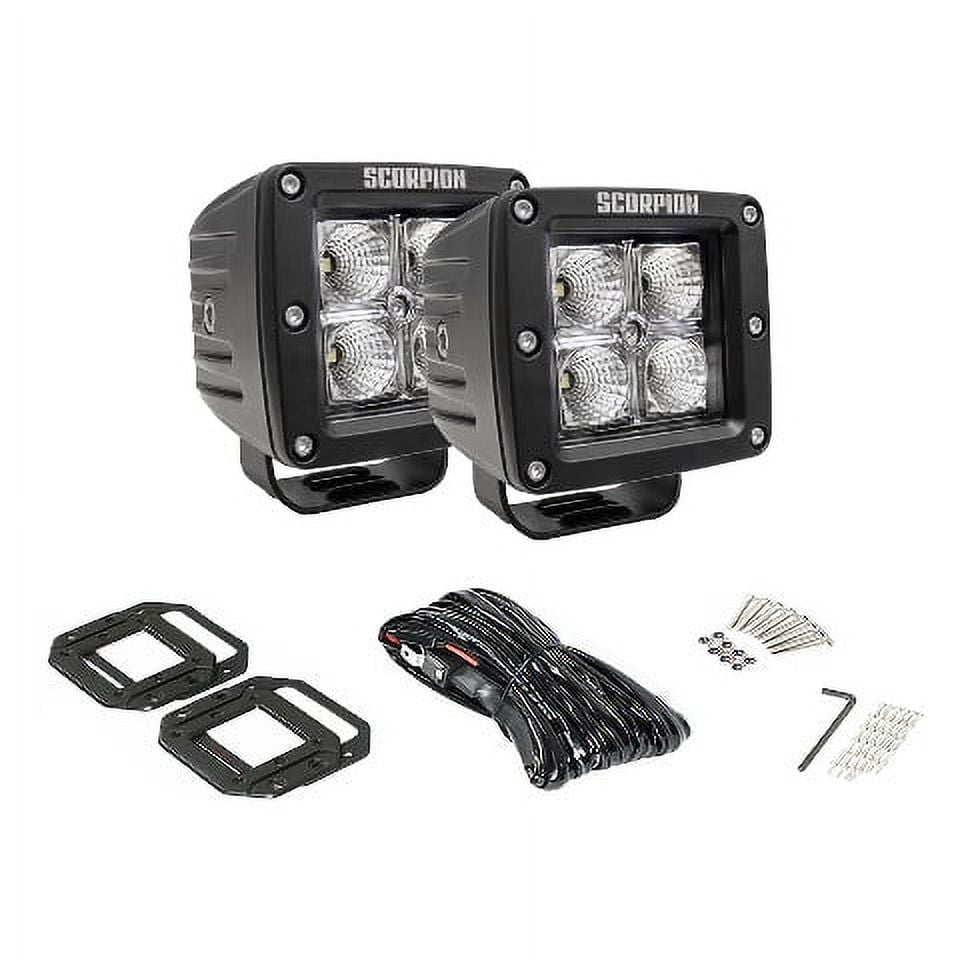Scorpion KU09142BK Alpha Pod Flood Beam LED Lights with Surface and ...