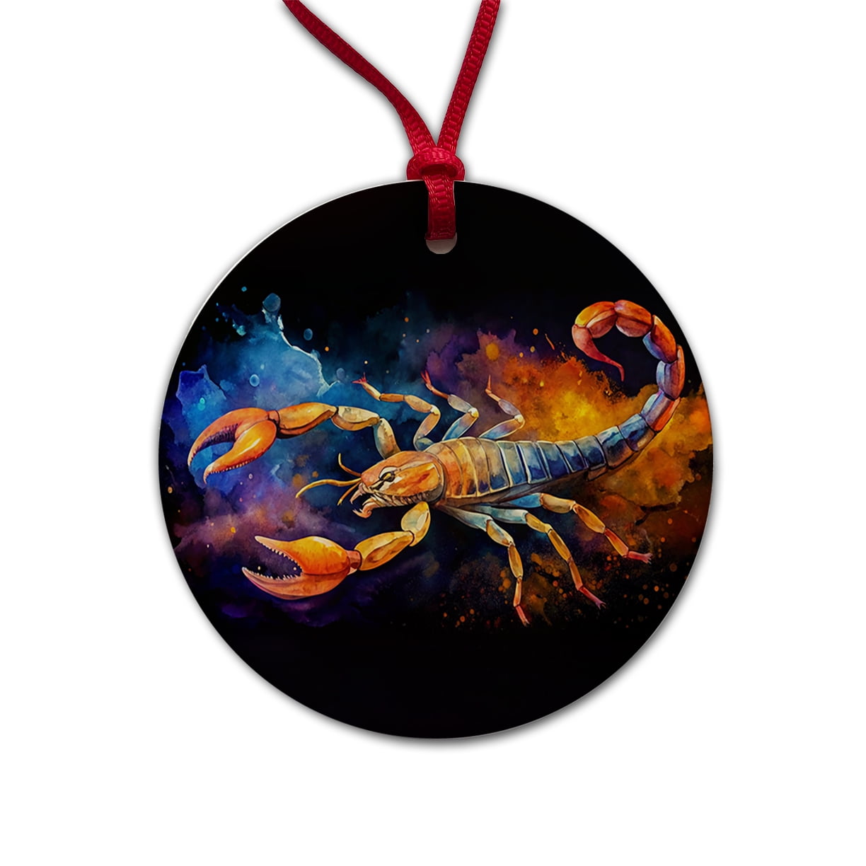 Scorpion Watercolor Black Background Christmas Tree Holiday Round ...