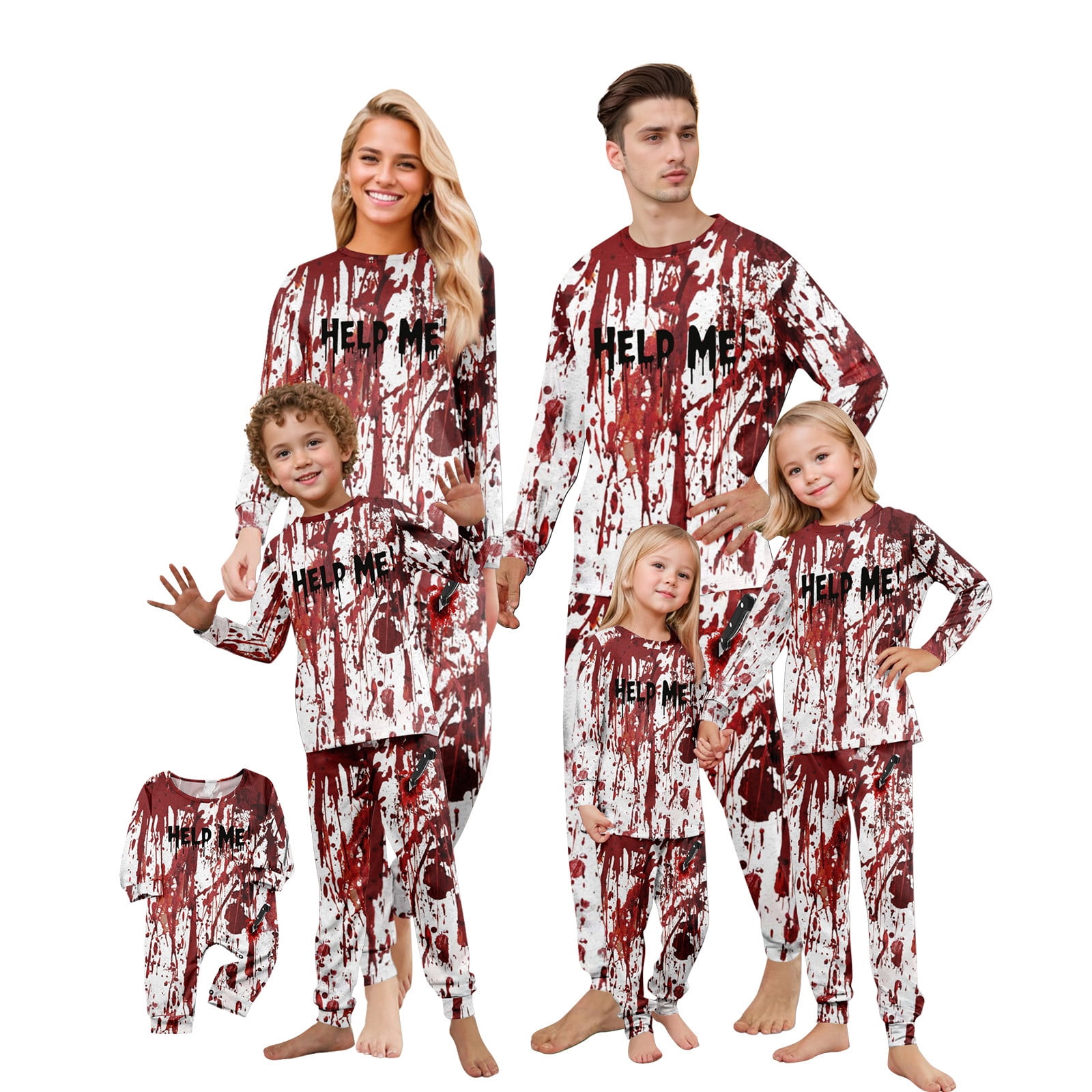 Scorta Halloween Family Matching Pajamas – Bloody Dagger & Blood Print ...