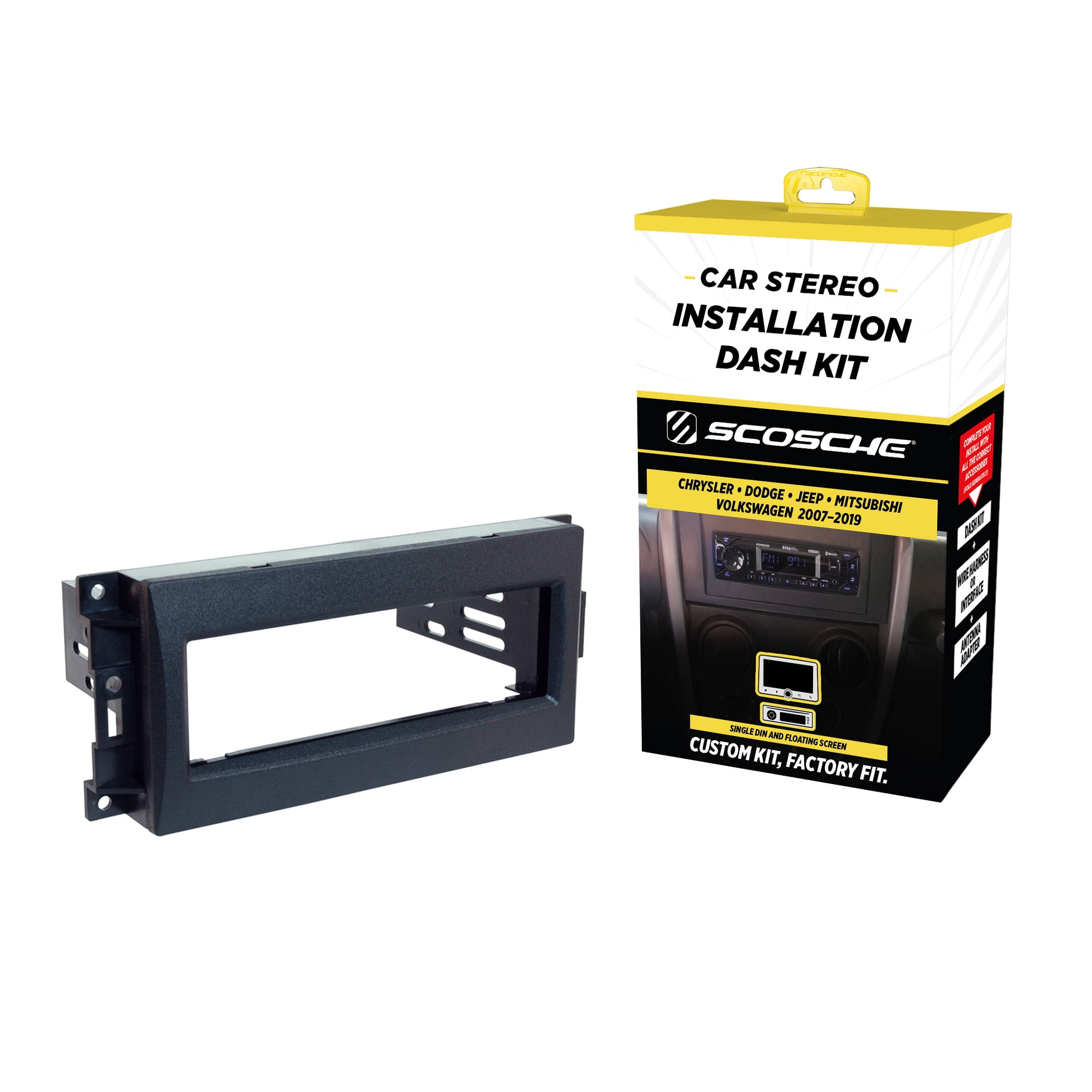 Scosche CR1288B Single DIN Radio Dash Kit for 2007-19 Chrysler Dodge ...