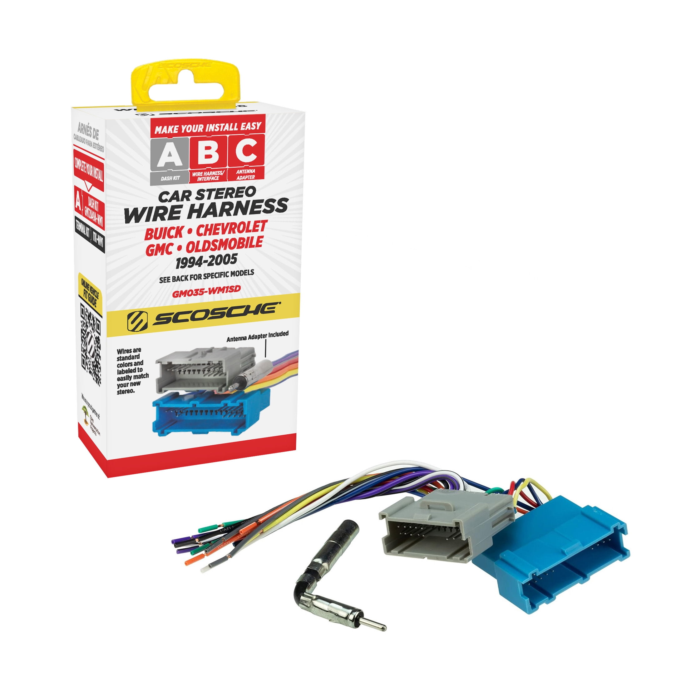 Scosche Wiring Harness and Antenna Adapter Compatible with Select 1986 ...