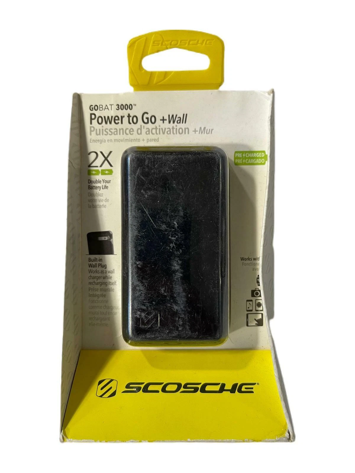 Scosche Gobat 3000 Power To Go Portable Wall Charger 2X Battery Life ...