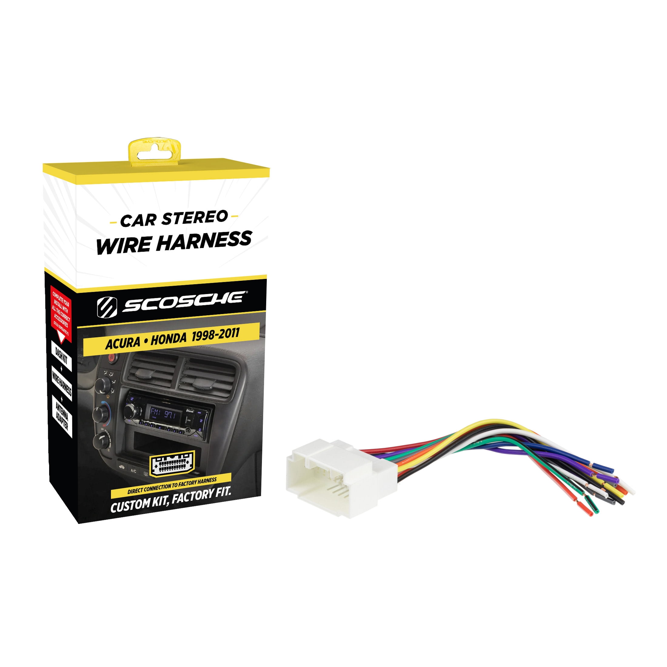 Scosche HA08B 1998-Up Honda Power/Speaker Wire Harness, Car Radio ...