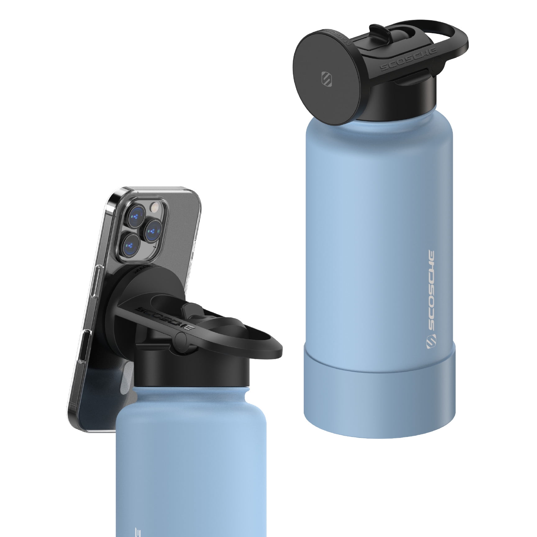 Scosche MFMS32BL-XCES0 MagicMount Flask, 32 oz Stainless Steel Insulated Water Bottle w ...