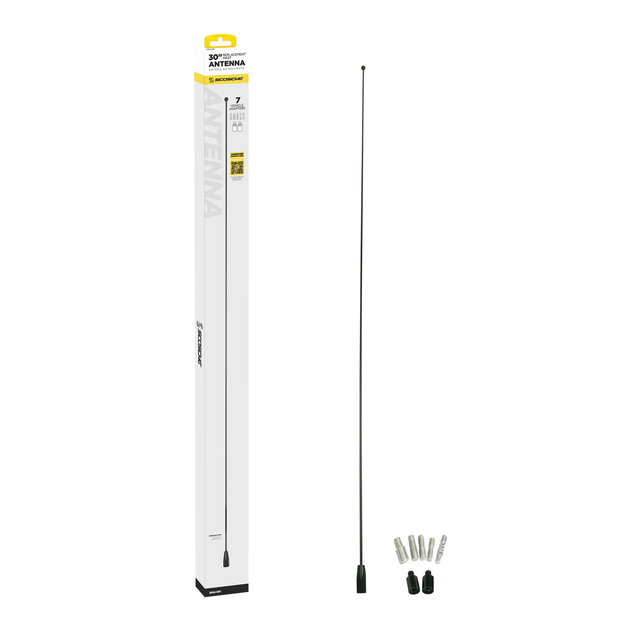 Scosche RM94-WP1 30" Universal Top Mount Antenna w/ Threaded Adapters ...