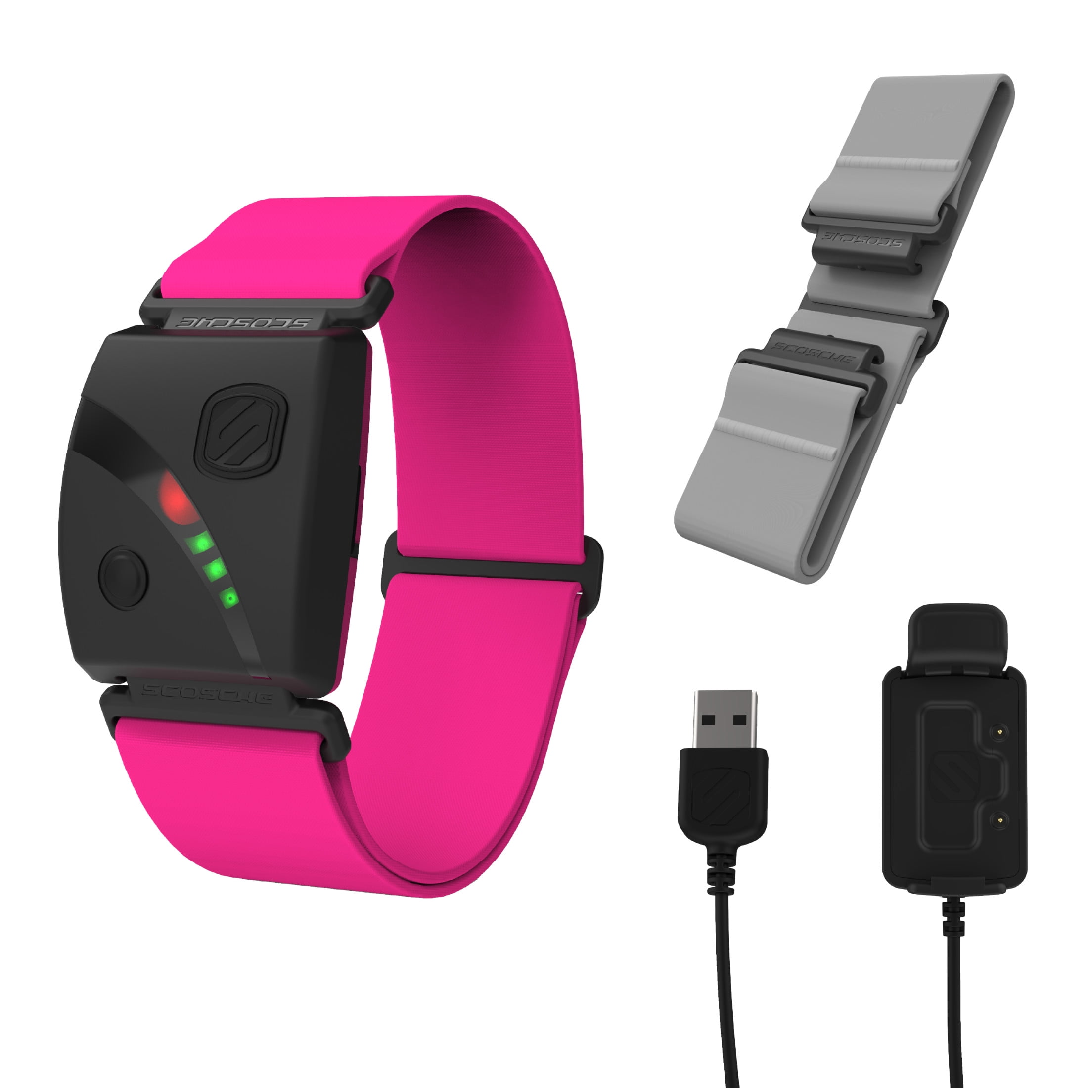 Scosche RTHM24GYPK-AZ Rhythm 24 Fitness Dual Arm Band ANT+ and BLE ...