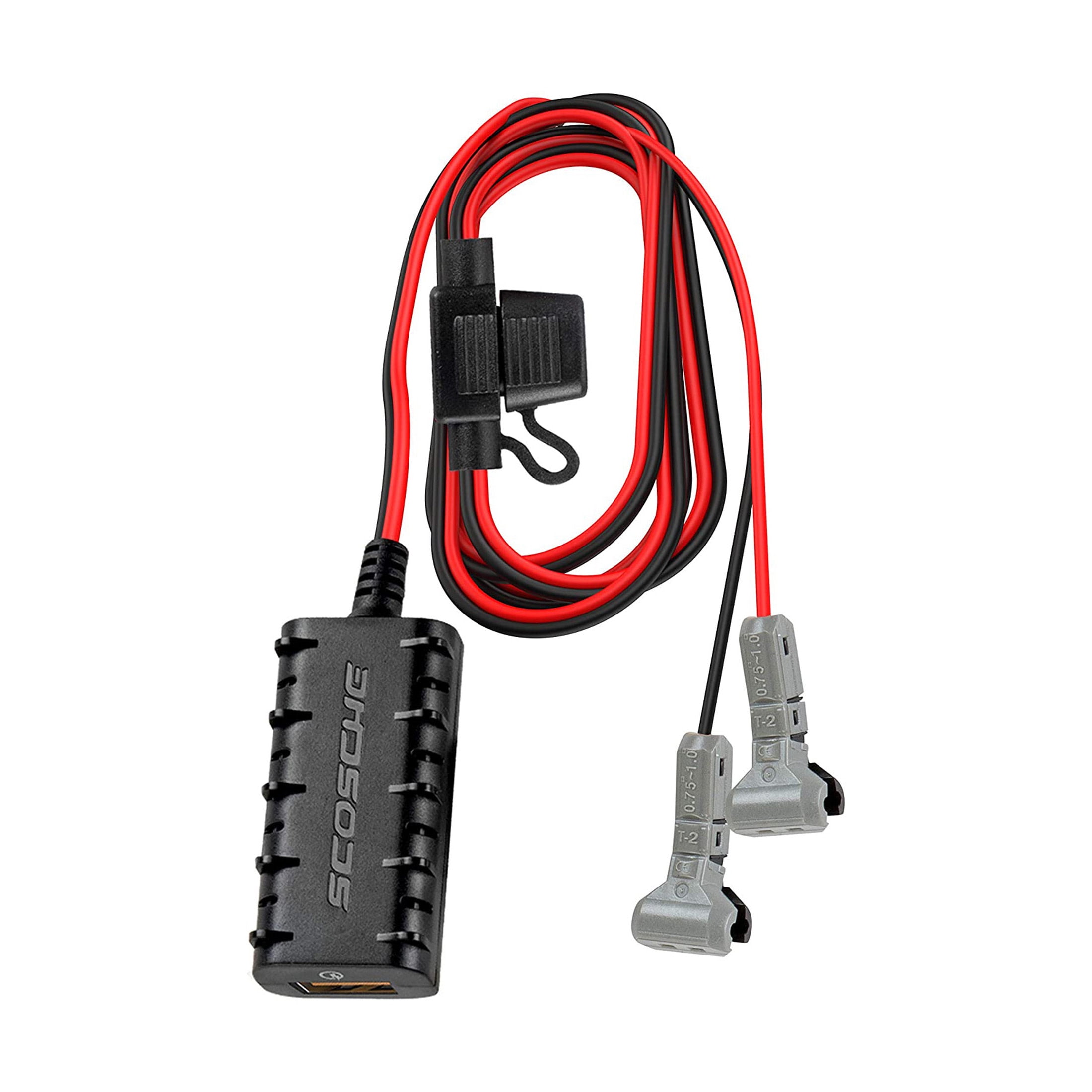 Scosche UHWKQC3-SP Universal 5ft USB Hardwire Kit with 18W USB-A QC 3.0 ...