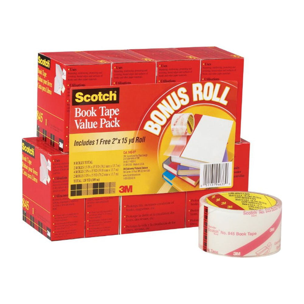 Scotch 086013 845 Acid-Free Pressure Sensitive Self-Adhesive Book Tape ...