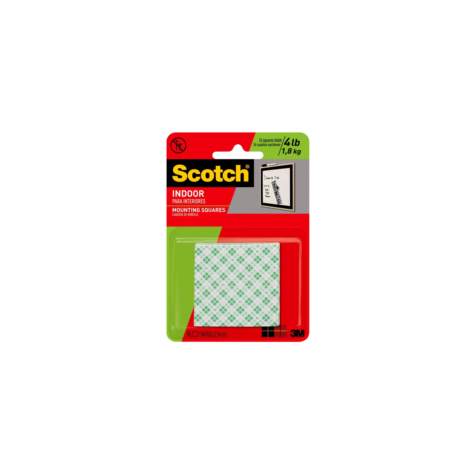 Scotch 1-inch Heavy Duty Mounting Squares Double Faced (Pack of 72 ...
