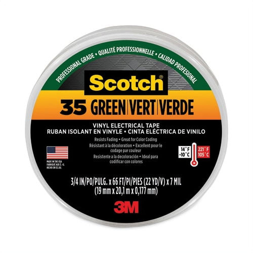 Scotch 35 Vinyl Electrical Color Coding Tape, 3" Core, 0.75" X 66 Ft ...