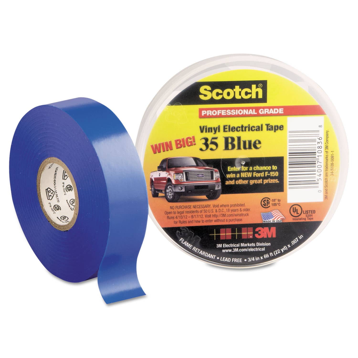 Scotch 35 Vinyl Electrical Color Coding Tape, 3" Core, 0.75" x 66 ft ...
