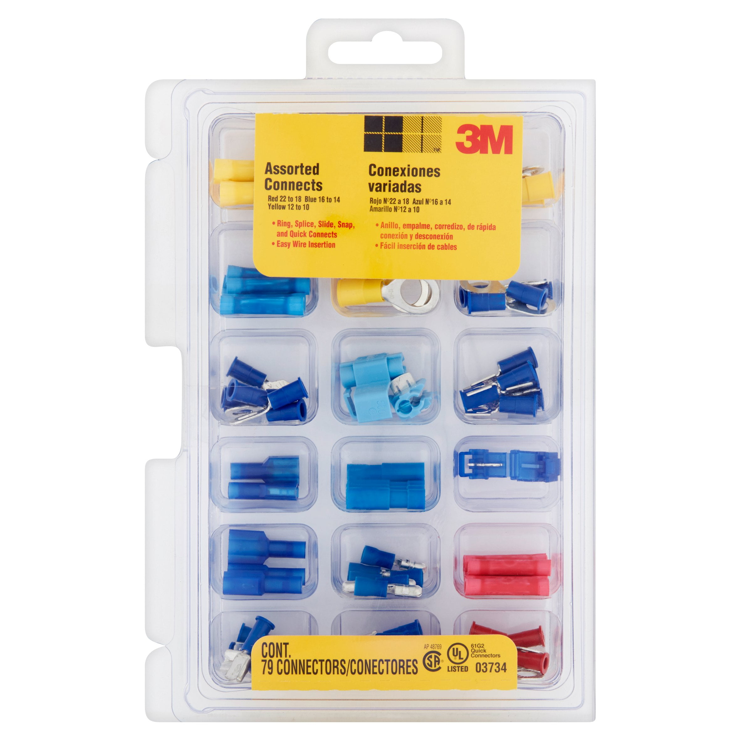 Scotch 3734 Assorted Electrical Connector Kit, Red/Blue/Yellow Quick ...