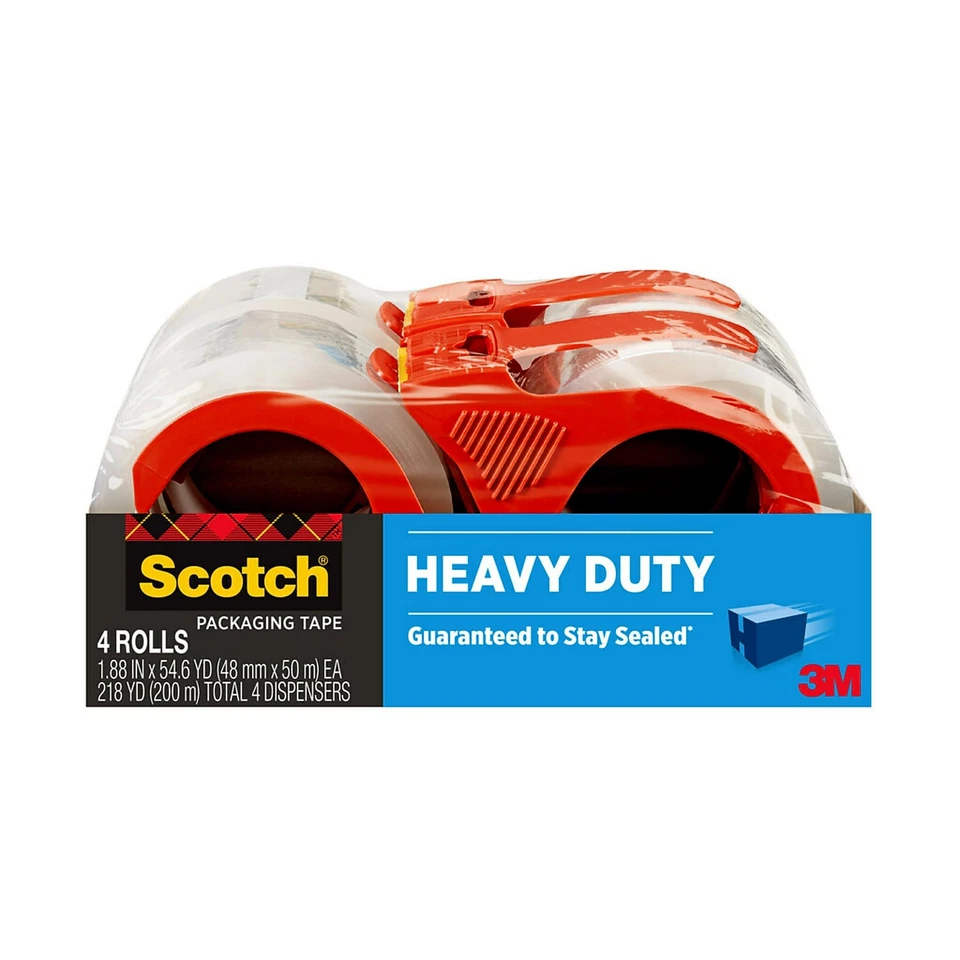 Scotch 3850 Heavy-Duty Packaging Tape 1.88" x 54.6yds 3" Core Clear 4 ...