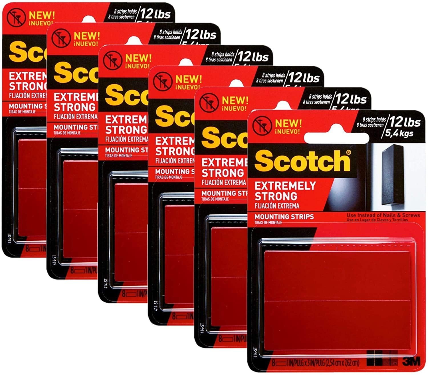 Scotch Extremely Strong Mounting Strips - Red - 1 In x 3 In ...