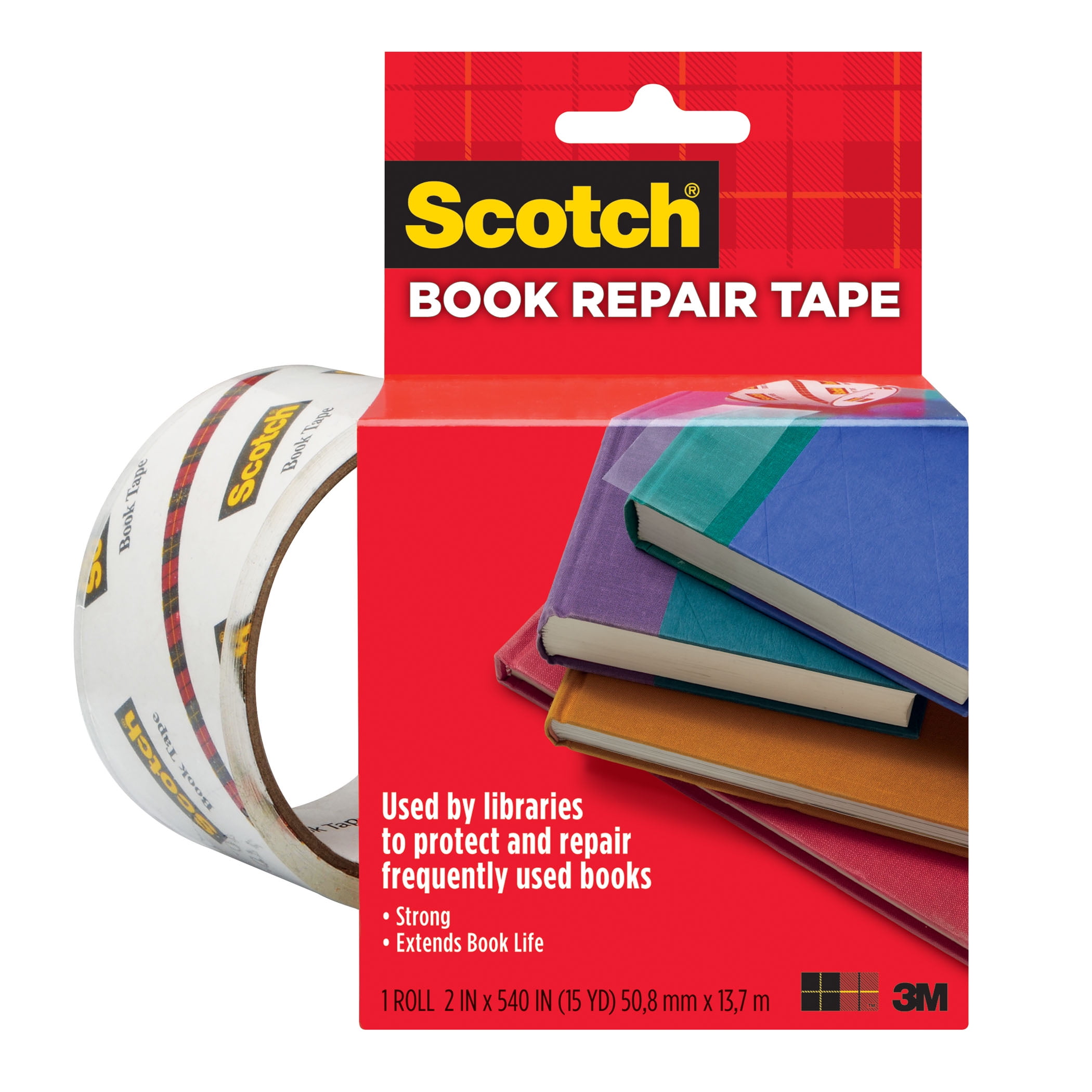 Scotch 845 Book Tape, Crystal Clear, 2" x 15 yards, 3" Core - Walmart.com