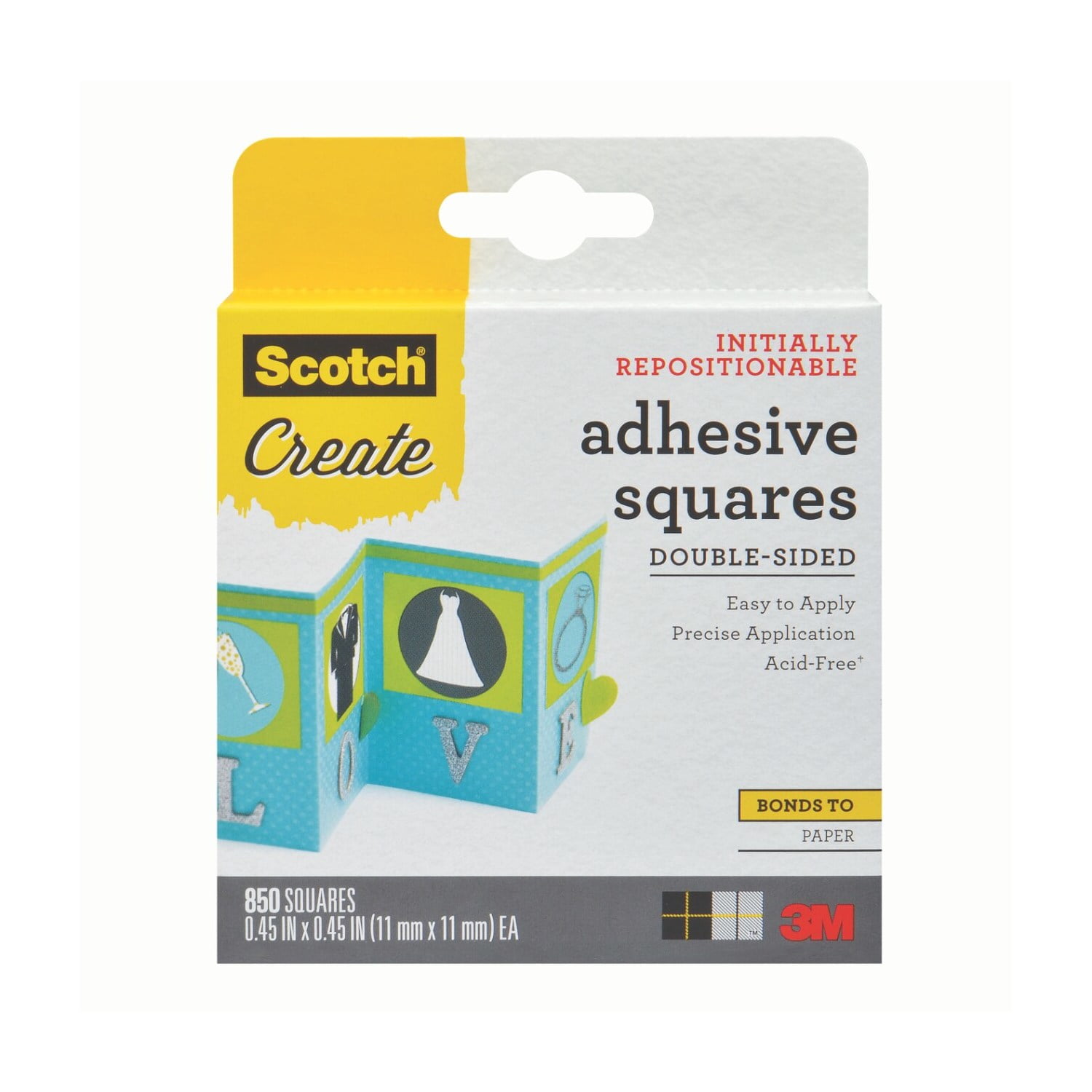 Scotch Double-Sided Adhesive Squares, Initially Removable, Great for ...
