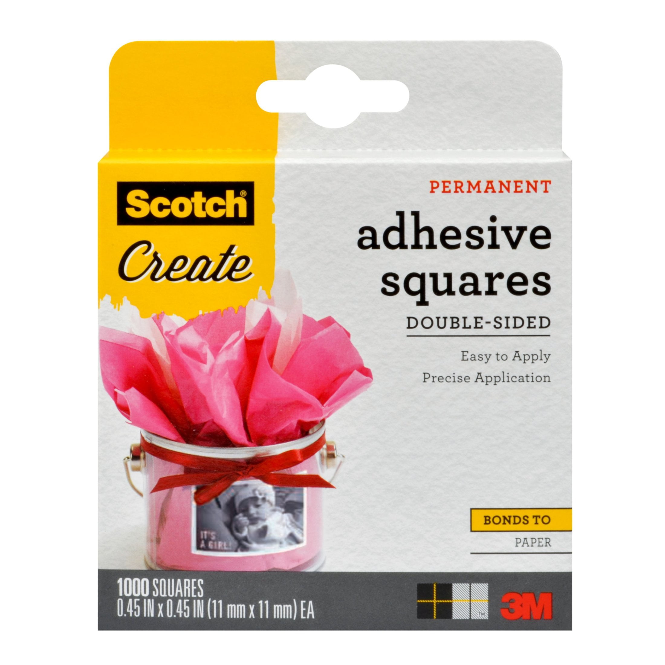 Scotch Permanent Adhesive Squares, Double-Sided for Scrapbook, .45 in ...