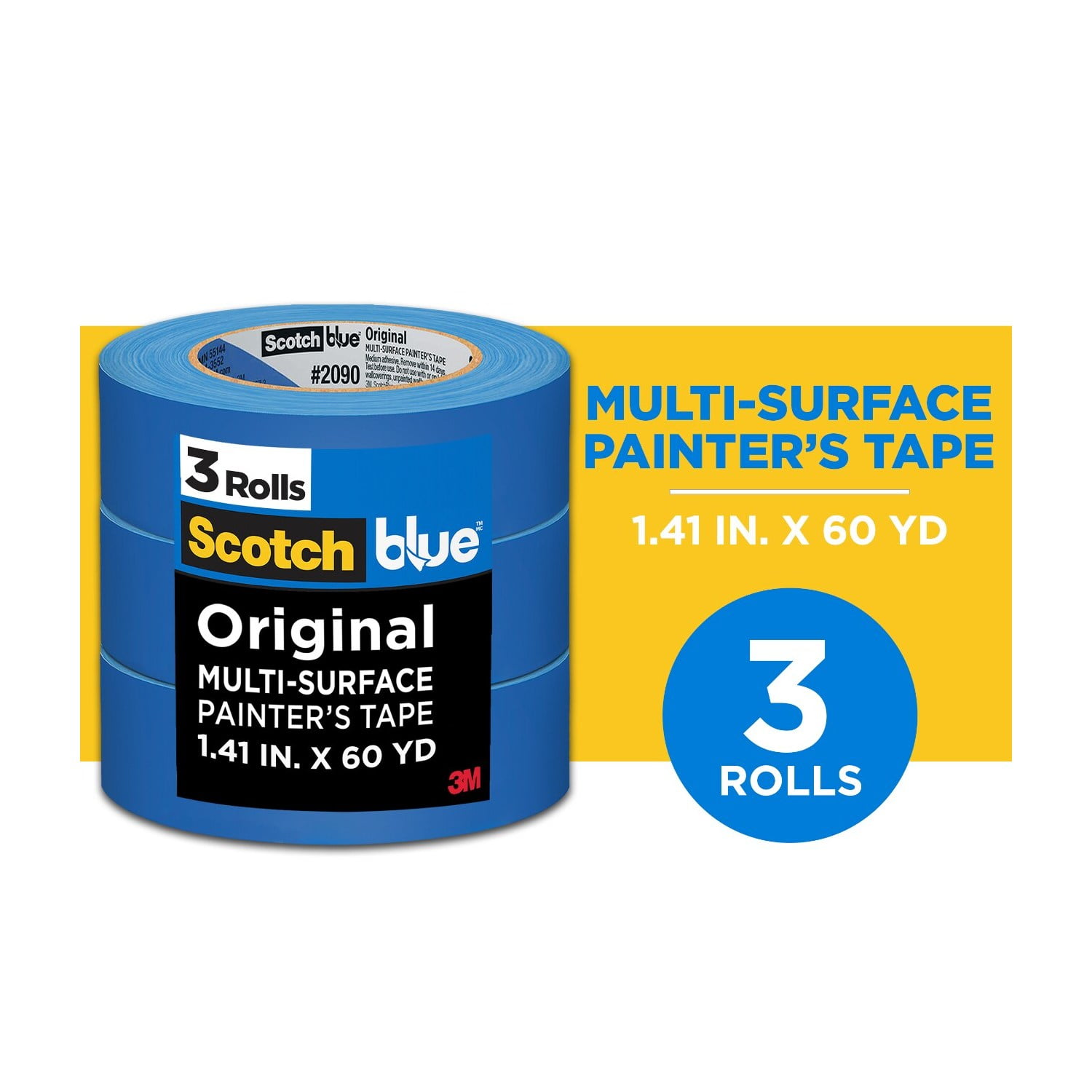 Scotch Blue Clean Release Painter's Tape, 1.41 in. Wide x 60 yd., 3 ...