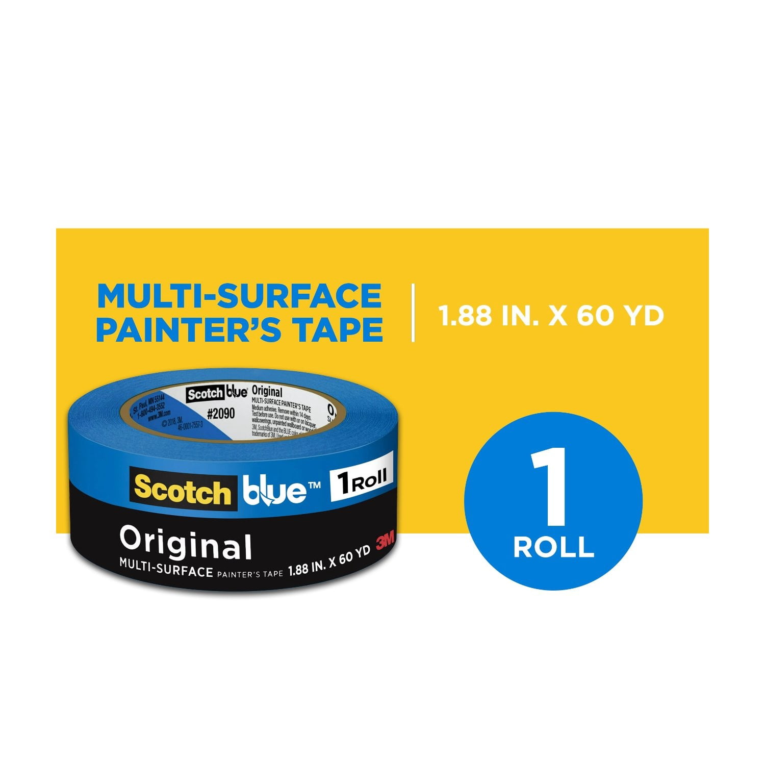 Scotch Blue Wide Clean Release Painter's Tape, 1.88 in. x 60 yd., Multi ...