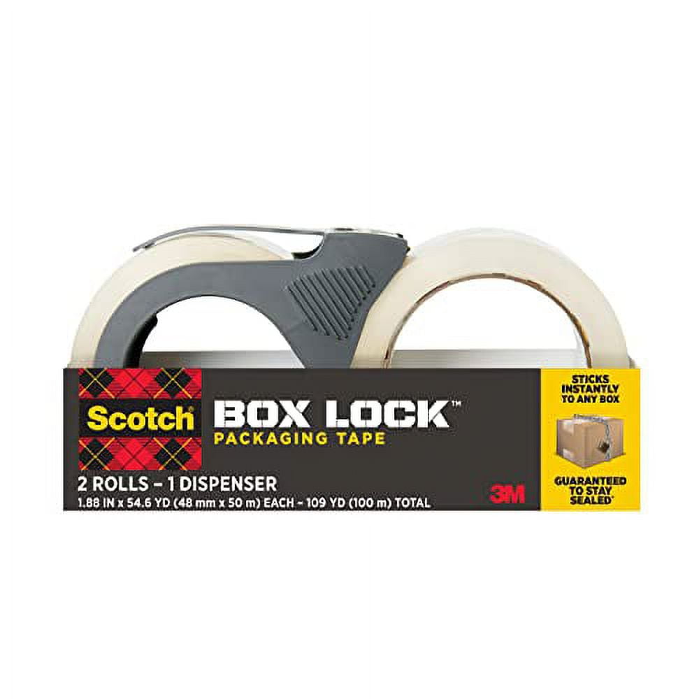 Scotch Box Lock Packaging Tape, 2 Rolls with 1 Refillable Dispenser, 1. ...