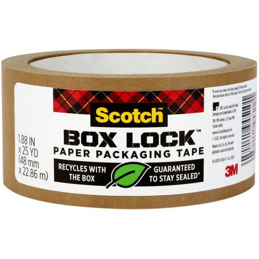 Scotch Box Lock Packaging Tape Refill - 25 yd Length x 1.88" Width - 8 ...