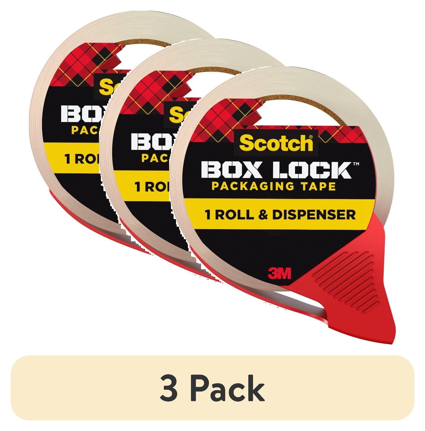 (3 pack) Scotch Box Lock Packaging Tape with Dispenser, Clear, 1.88 in ...
