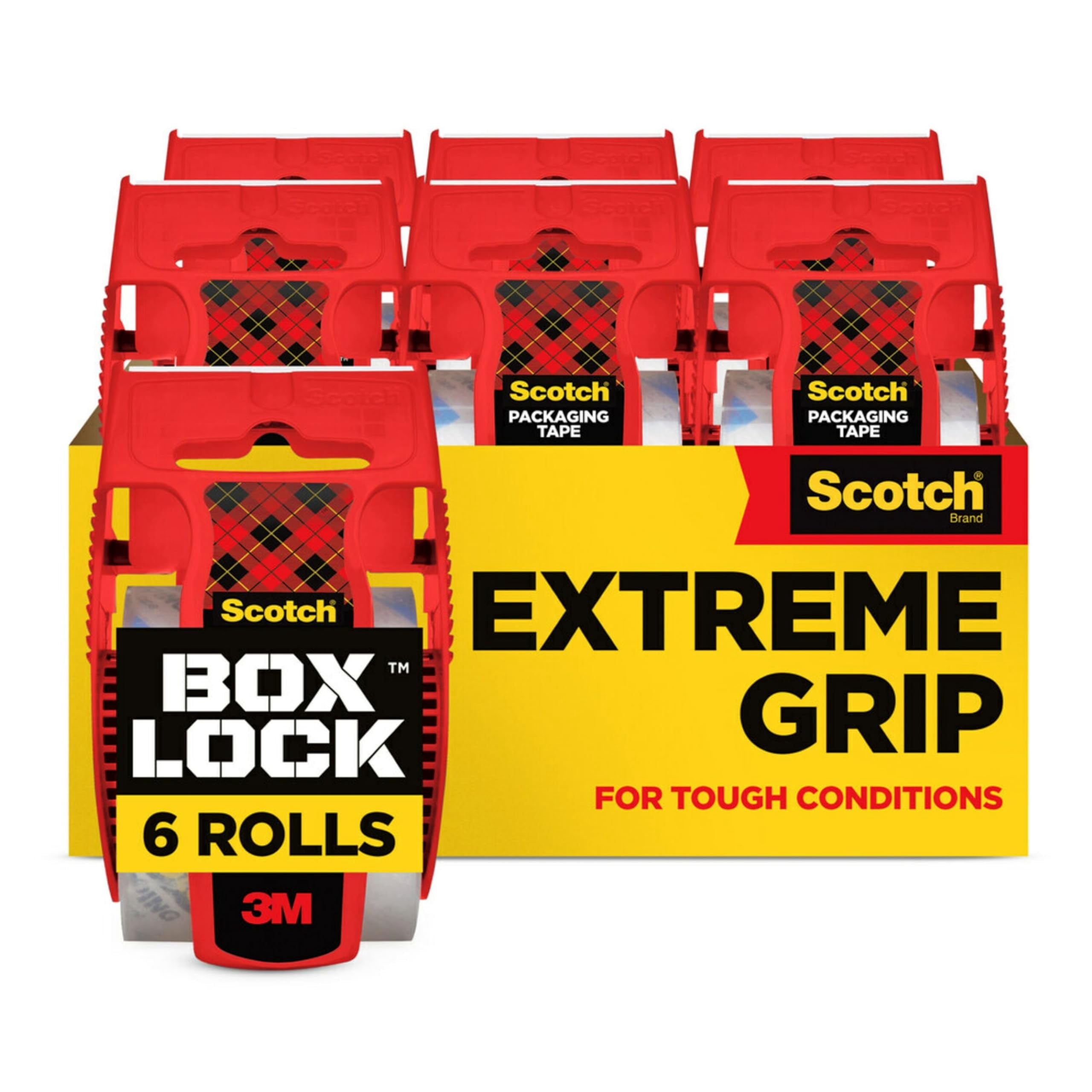 Scotch Box Lock Packing Tape, Clear Packaging Tape, Extreme Grip Box ...
