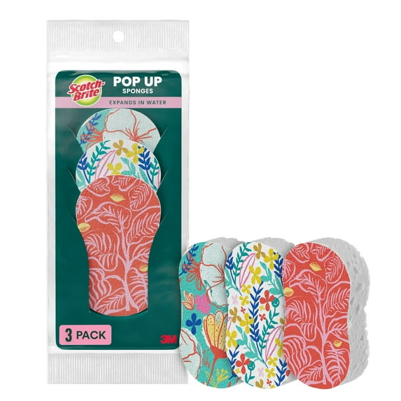 Scotch-Brite Pop Up Sponges, Expands In Water, 3 Sponges - Walmart.com