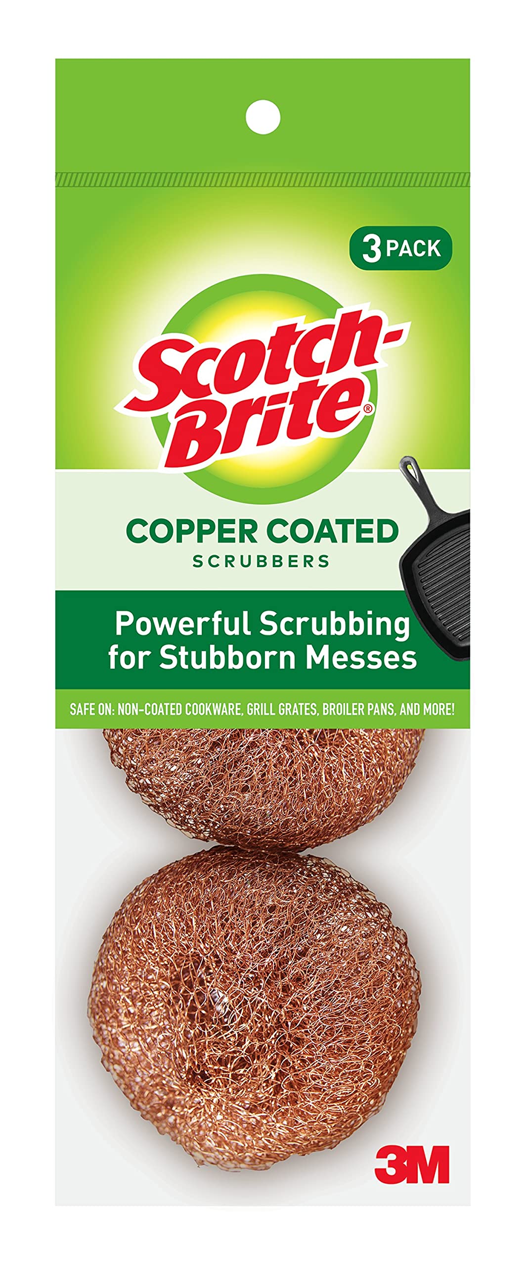 Scotch-Brite Copper Coated Scrubbing Scour Pads, 3 Scouring Scrubber ...