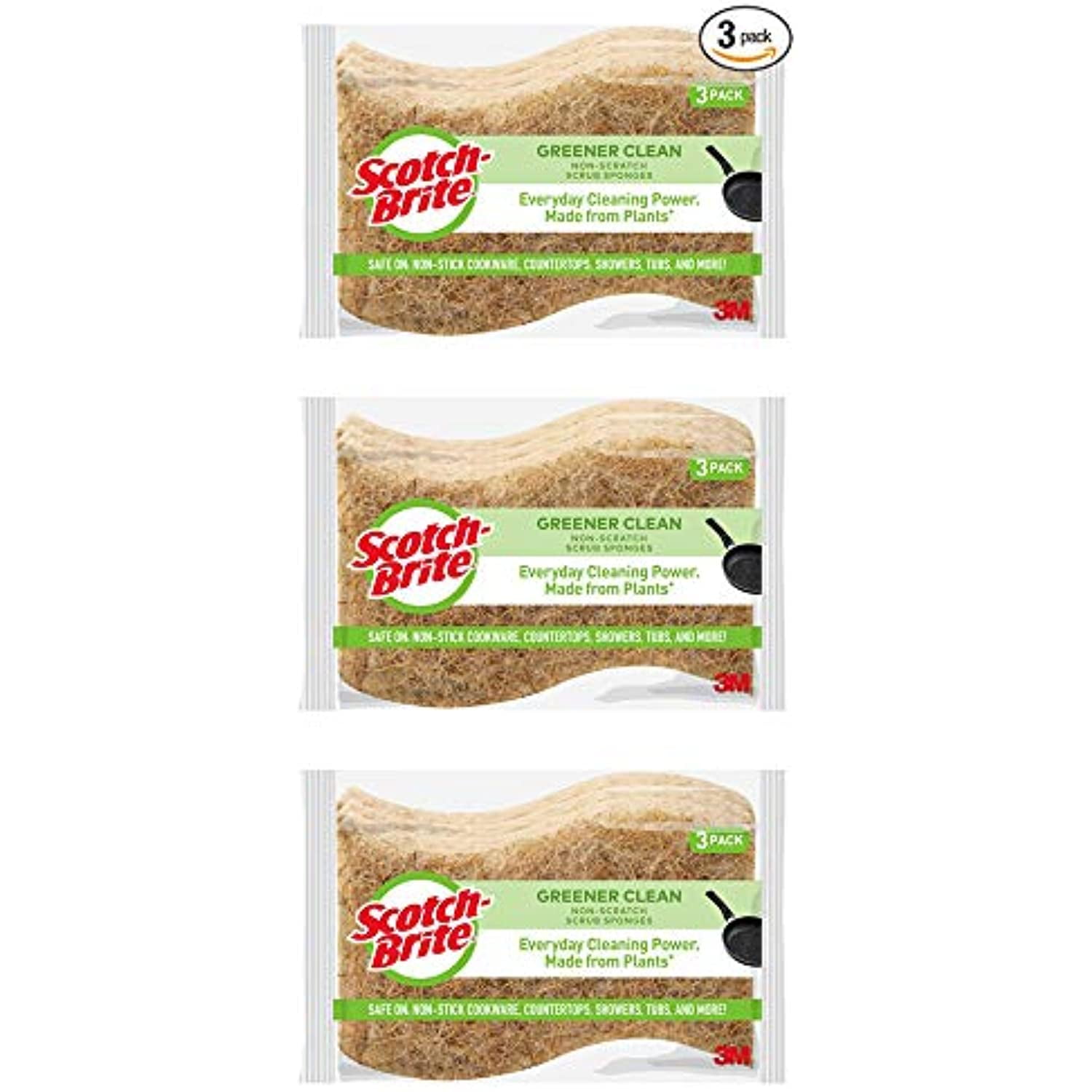 Scotch-Brite Greener Clean Natural Fiber Non-Scratch Scrub Sponge, Made ...