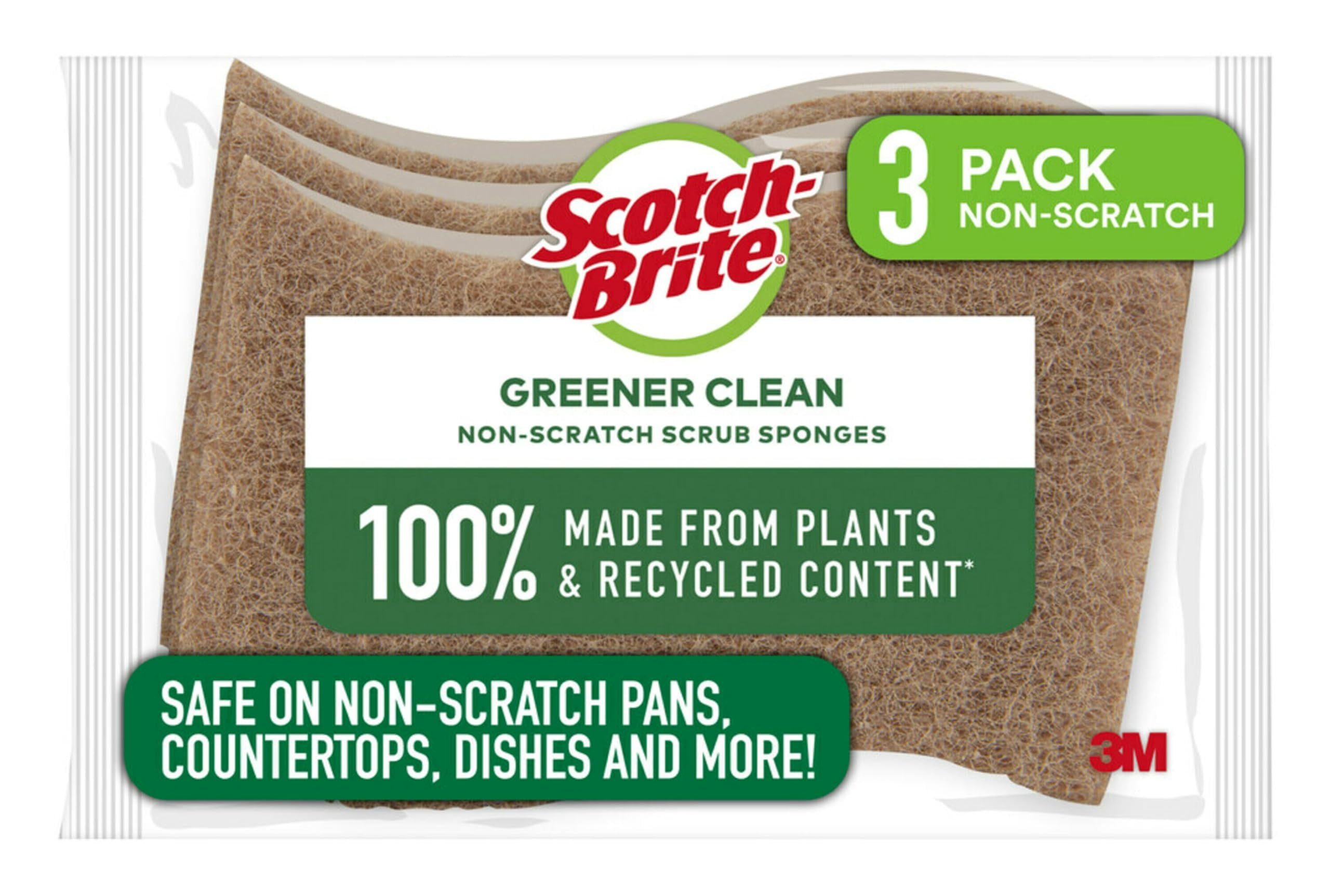 Scotch-Brite Greener Clean Non-Scratch Scrub Sponges, 3 Scrub Sponges ...