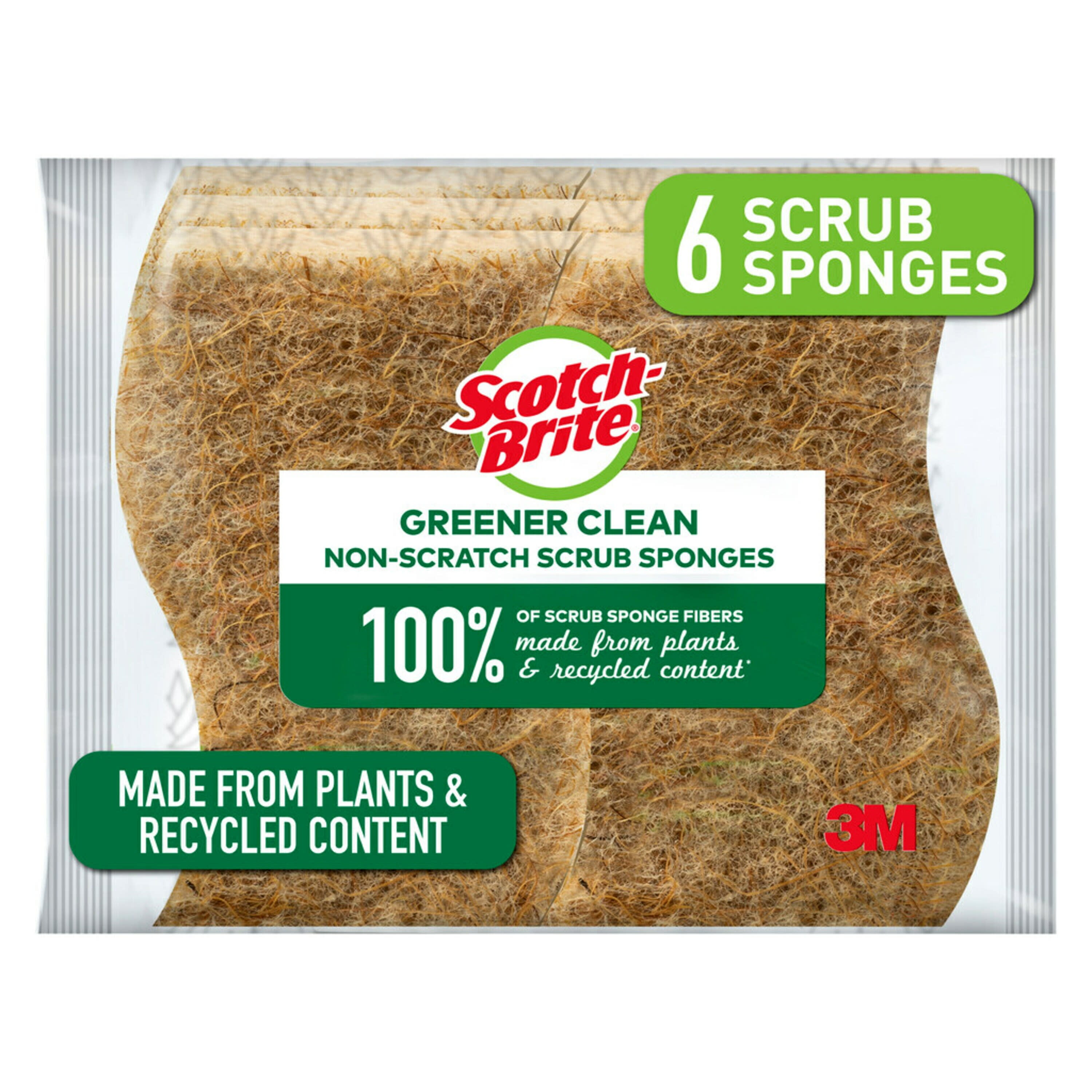 Scotch-Brite Greener Clean Non-Scratch Kitchen Scrubber, 6 Dish Sponges ...