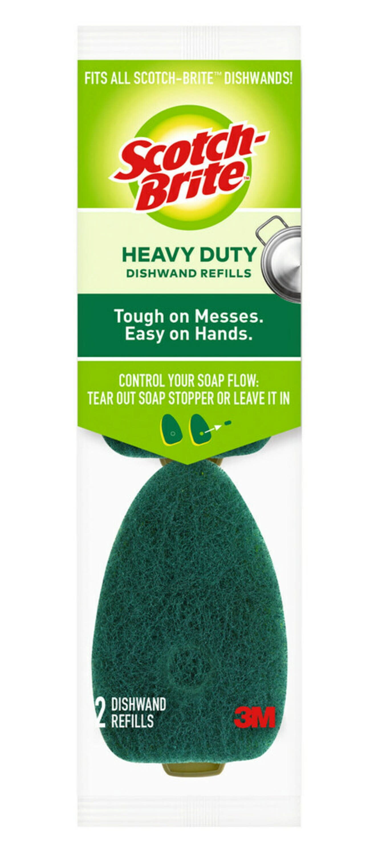 Scotch-Brite Heavy Duty Kitchen Dishwand Scrubber, 2 Sponge Refills for ...