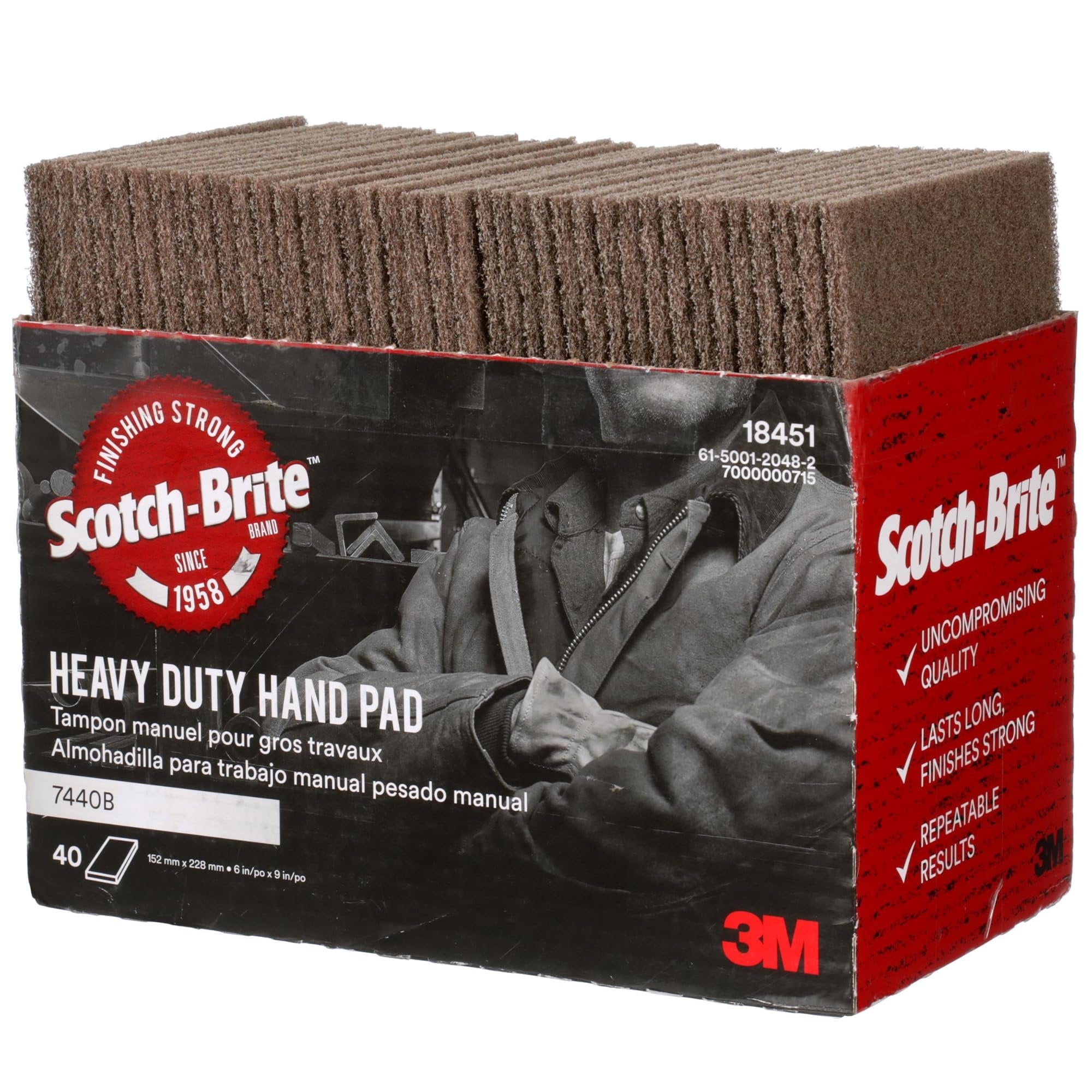 Scotch-Brite Heavy Duty Hand Pad 7440, 6 in x 9 in, Pack of 20 ...