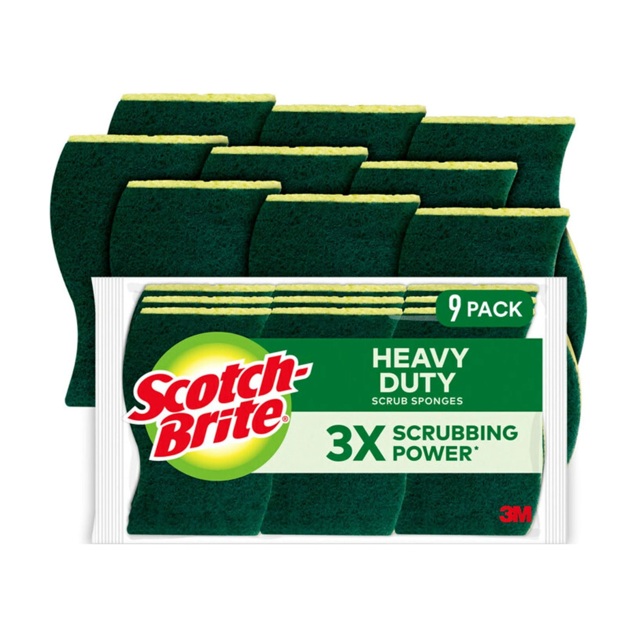 Scotch-Brite Heavy Duty Scrub Sponge, 9 Kitchen Sponges, 3X Scrubbing ...