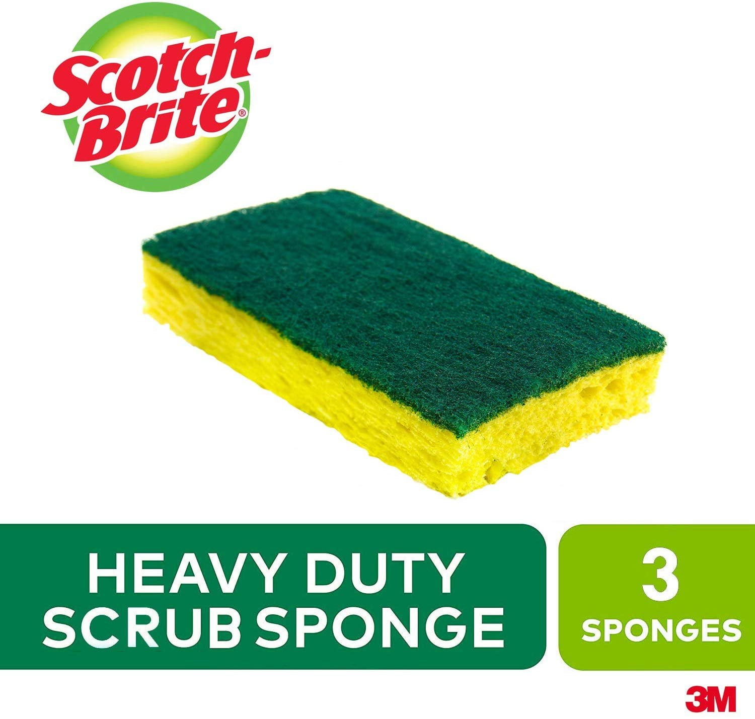 3M Scotch-Brite Heavy Duty Scrub Sponge, Yellow and Green, Absorbent ...