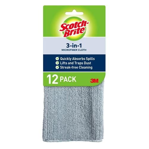 Scotch-Brite Microfiber 3-In-1 Cloth (Pack Of 12) Packaging May Vary ...