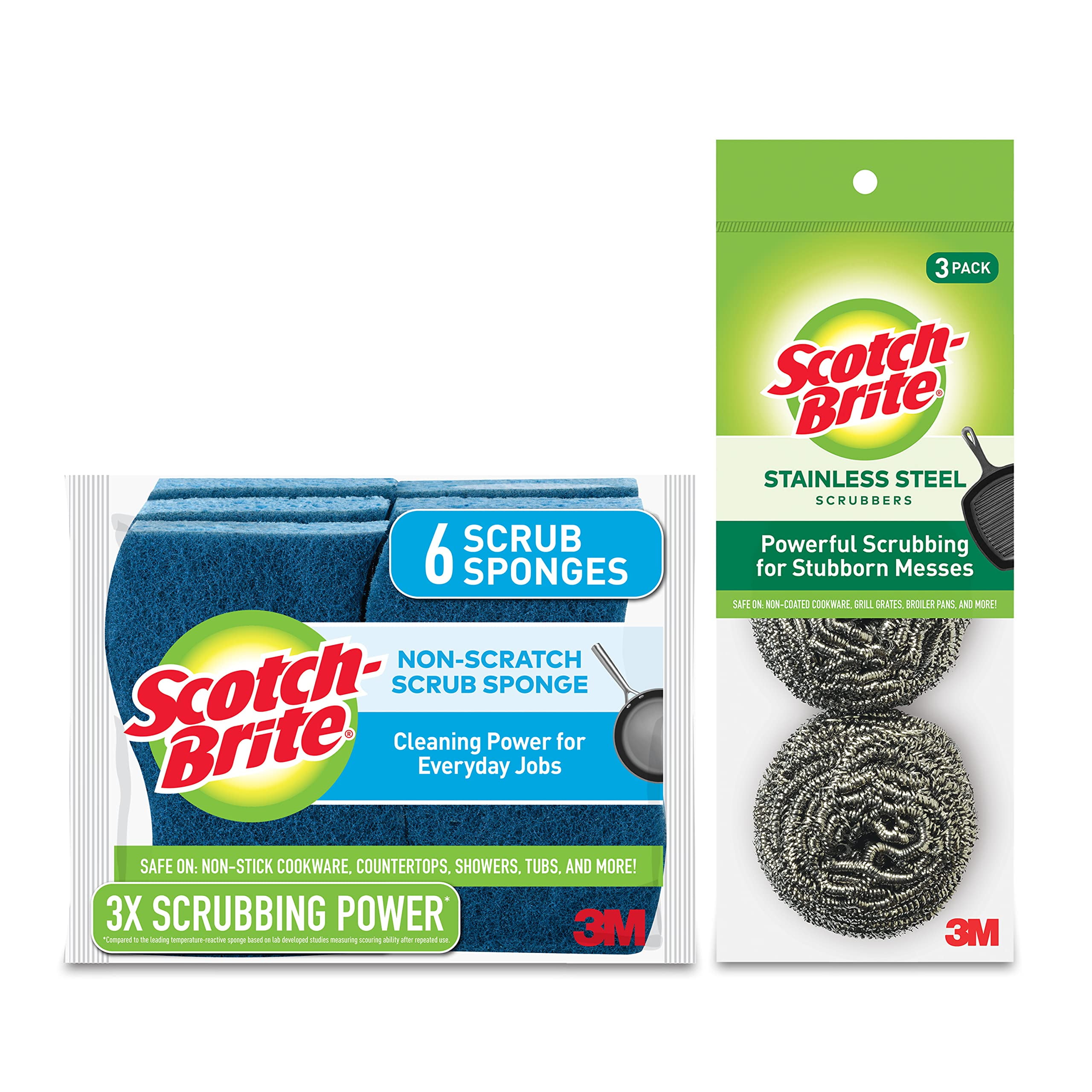 Scotch-Brite Non-Scratch Scrub Sponges, 6 Pack And Stainless Steel ...