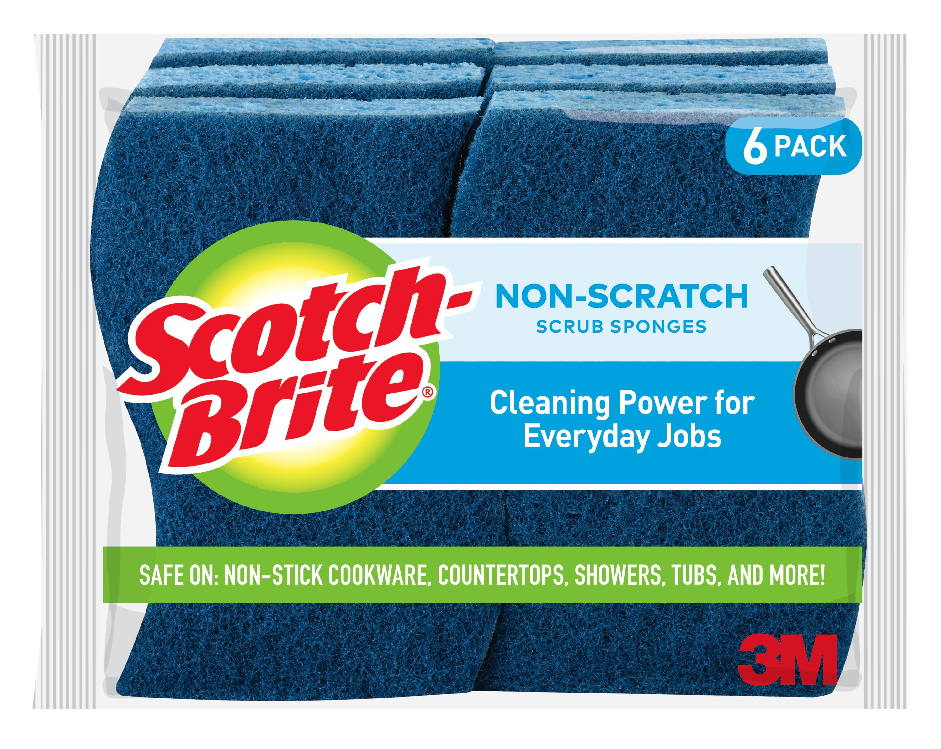 Scotch-Brite Non-Scratch Scrub Sponges, 6 Pack, Safe on Non-Stick ...