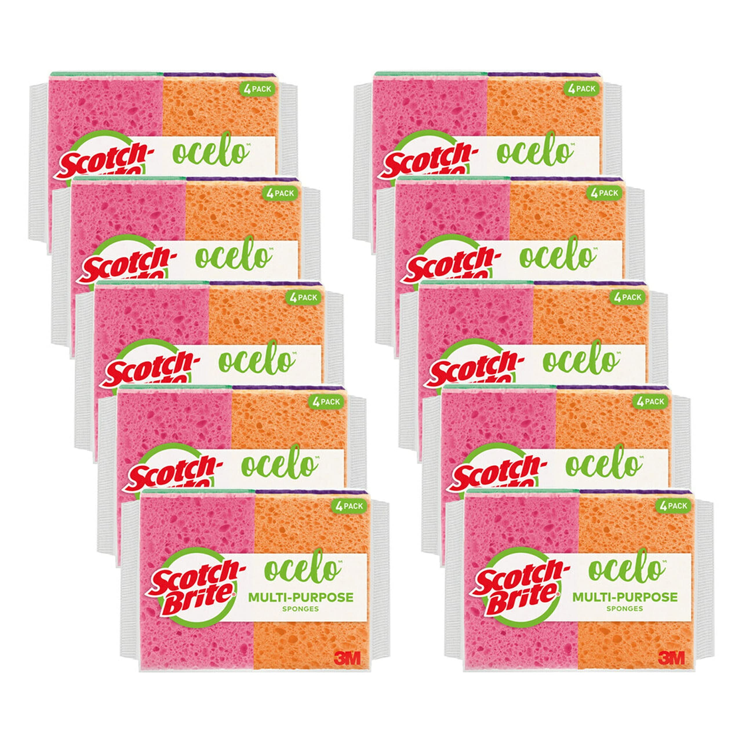 Scotch-Brite Ocelo Multi-Purpose Handy Sponge, Assorted Colors, 40 ...